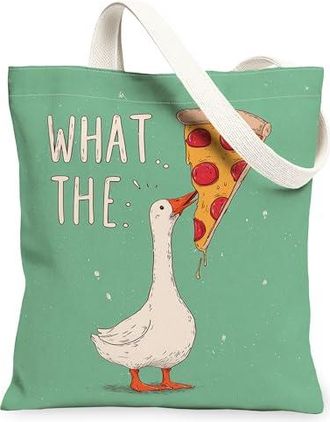 Generic Sacs fourre-tout amusants en toile de canard avec imprim&eacute; animal insolite, sacs d&eacute;picerie r&eacute;utilisables, l&eacute;gers et lavables en toile pour les voyages,