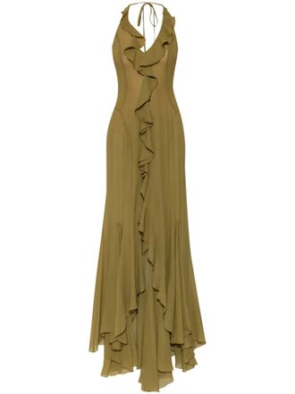 Misbhv Midikleid mit Rüschendetail - Grün