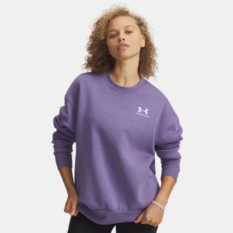 Under Armour Rival Fleece Oversize-Oberteil mit Rundhalsausschnitt f&uuml;r Damen Violett Luxe / Wei&szlig; XL