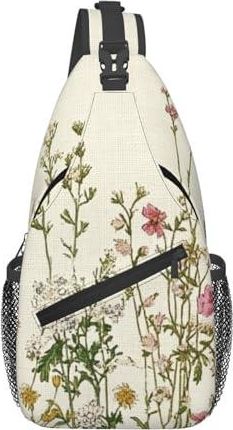 Generic Sac &agrave; dos &agrave; bandouli&egrave;re pour homme avec motif herbes et fleurs sauvages