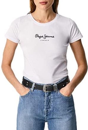Pepe Jeans London New Virginia T-shirt pour Femme Slim Fit Manches Courtes Blanche