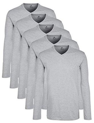 Lower East Chemise &agrave; manches longues avec col en V, Hommes, Gris (lot de 5), L