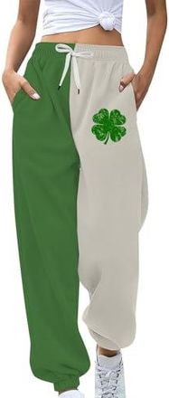 Generic HUIFUAO Pantalon de surv&ecirc;tement de la Saint-Patrick pour femme, pantalon de jogging tr&egrave;fle dr&ocirc;le, costume irlandais de la St Paddys, pantalon de tr&egrave;fl