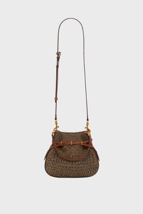 Gerard Darel Sac en raphia et cuir - LE MINI ROMY - Kaki