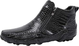 Generic Chaussures pour homme en cuir grain&eacute; de crocodile sans lacets, mocassins &agrave; enfiler avec fermeture &eacute;clair lat&eacute;rale, talon bloc, chaussures antid&eacute;rapant