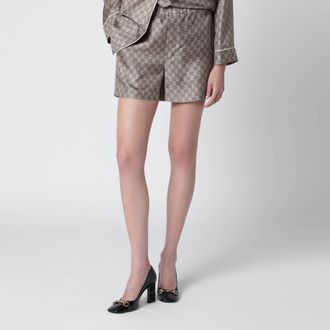 Gucci Shorts aus Seidentwill mit GG-Print in Beige