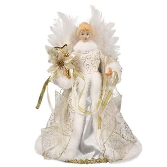 Generic Christmas Treetop - -Topper, Figur, elegant, Weihnachtsdekoration mit wei&szlig;en Fl&uuml;geln f&uuml;r drinnen und drau&szlig;en