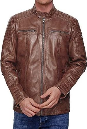 Tazzio 19709 Veste en cuir véritable pour homme, marron, L