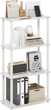 Furinno Turn-N-Tube 4-Stufiges Mehrzweck-Regal, Weiß/Weiß