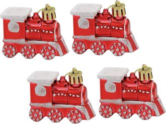 SOLUSTRE 2 Sätze Teiliges Weihnachtszug Handgefertigte Anhänger Rote Miniatur Eisenbahn Weihnachtsbaum Deko Hängende Christbaumschmuck Für Innen Und Außen Fest