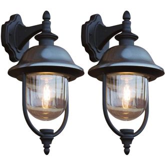 Konstsmide 2er-Set h&auml;ngende Wandleuchten parma, Edelstahl Lampendach, E27, IP43