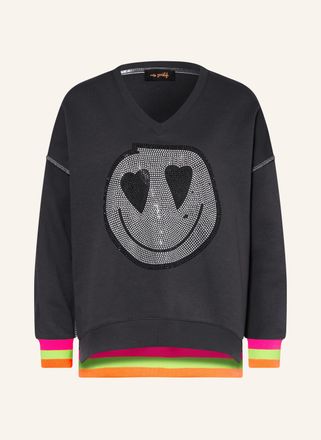Miss Goodlife Miss Goodlife Oversized-Sweatshirt Mit Schmucksteinen grau
