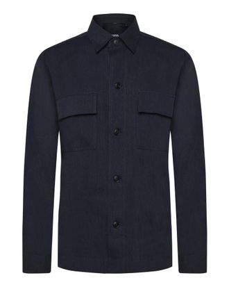 HUGO BOSS Glattes Overshirt aus einem Leinen-Mix in