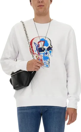 Alexander McQueen Skull Print Cotton Sweatshirt - White