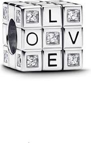 Pandora Moments 793672C01 Breloque cube en argent sterling avec zircons pour bracelets Moments