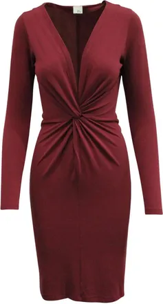 IRIS & INK robe mi-longue &agrave; d&eacute;tail nou&eacute; - Rouge