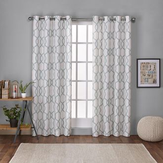 Exclusive Home Curtains Kochi Fenstervorhang, Leinen-Mischgewebe, mit Ösen, 1 Paar, Polyester, Seafoam, W 52 x L 96 (2 Panels), 2