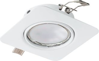 Eglo Einbaustrahler Peneto, Spot aus Stahl in Weiß, Einbauleuchte mit GU10 Fassung, LED Leuchtmittel inklusive, Einbaustrahler flach, schwenkbar, L x B 8,7