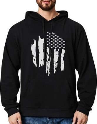 Generic Sweat à capuche Patriotique Drapeau des États-Unis pour hommes - Sweat à capuche graphique à manches longues avec cordon de serrage et design de poche
