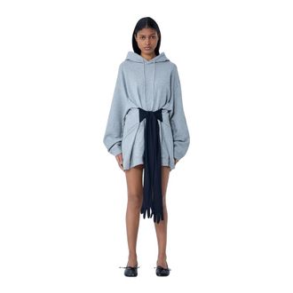 Maison Margiela Kapuzenpullover mit angen&auml;hter Sch&auml;rpe - - Sweatshirts & Hoodies - Damen - Grau - M