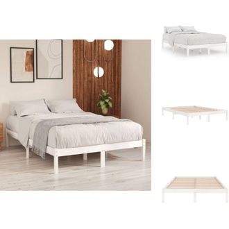 vidaXL Massivholzbett Wei&szlig; Kiefer 120x200 cm - Holzbett - Kiefernholzbett - Doppelbett - Wei&szlig;es Bett - Modernes Bett