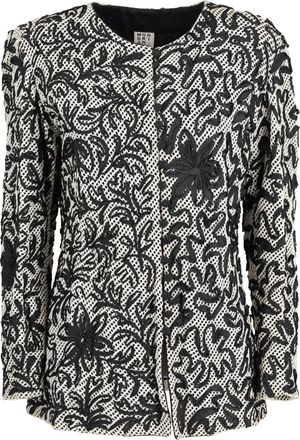 Mondrian Ricami Mantel mit Blume - Wei&szlig;