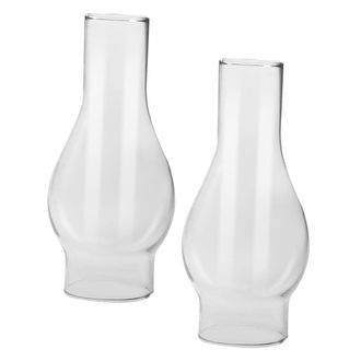 Lurrose 2 St&uuml;ck Klassischer Glas Lampenschirm f&uuml;r Petroleumlampe Winddichter Kerosinlampen Schirm Vintage &Ouml;l lampenzylinder Transparent &Oslash; Robustes Glas als Re