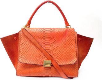 Celine Crossbody Bags - CELINE TRAPEZE MM HANDTASCHE AUS PYTHONLEDER & ORA - Gr. unisize - in Orange - f&uuml;r Damen