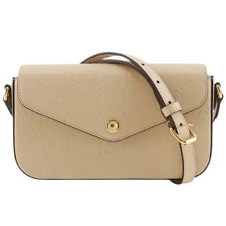 Gucci Pre-owned Sac bandouli&egrave;re GG Super Mini en cuir Shima - Femme - Pre-owned - Beige - Taille: ONE Size