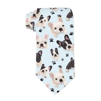 Generic Bouledogues Français, Pattes DAnimaux Cravatte Doux Cravates Hommes Classique Cravate Pour Formelle Mariages Scolaires