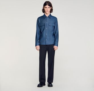 Sandro Chemise effet denim en coton et lin