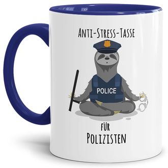 Tassendruck Berufe Tasse - Anti-Stress-Tasse f&uuml;r Polizisten - Lustige Kaffeetasse, Geschenk f&uuml;r Polizisten, Kollegen, Arbeit - Keramik Innen & Henkel Dunkelblau, 
