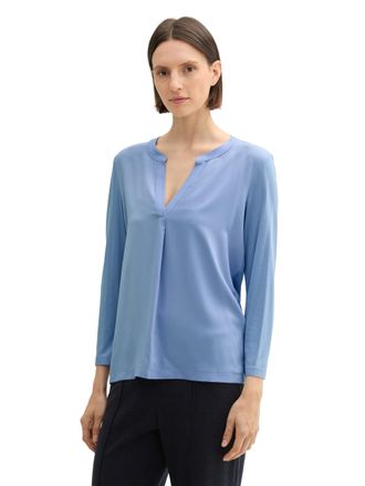 Tom Tailor Damen Blusenshirt mit Henley Ausschnitt,11530 - Calm Blue, L