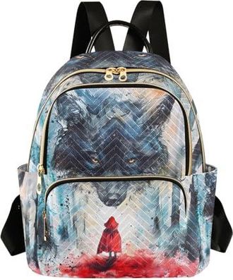 Mnsruu Wolf Little Girl Mini sac à dos pour femme, sac de voyage décontracté, sac à bandoulière, S, Loup Petite Fille, S