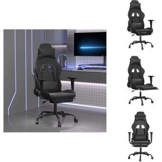 vidaXL Gaming-Stuhl mit Massage & Fu&szlig;st&uuml;tze Schwarz Kunstleder - Gaming-Stuhl - Gamer Chair - B&uuml;rostuhll - Schreibtischstuhl - Ergonomischer Stuhl