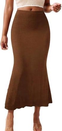 Feoya Jupe Femme Queue de Poisson Jupes Longues Taille Haute Adulte Jupe Vintage Minijupe Gothique Steampunk Club Party Marron M