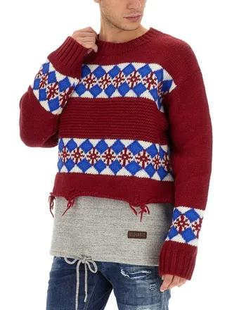 Dsquared2 Jacquard Knit Wool Sweater - Multicolor