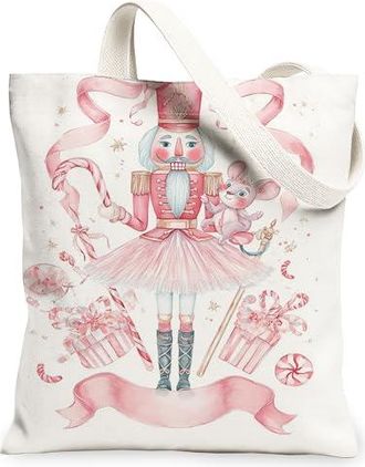 Generic Sacs fourre-tout en toile motif casse-noisette p&ecirc;che, sacs r&eacute;utilisables, vintage, l&eacute;gers et lavables avec bandouli&egrave;re pour T, p&ecirc;che, 13x15 Inch