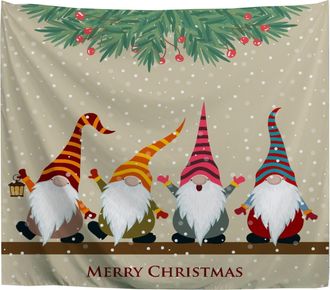 A.Monamour Wandteppiche Wanddekor Tuch Weihnachtsmuster Mit Gnomen Bild Stoff Wandtuch Wandbehang Wandkunst Wandbilder für Schlafzimmer Schlafsaal Wohnzimmer 102