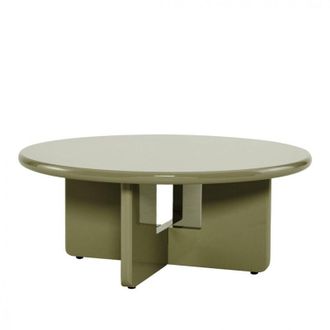 DRAWER Table basse ronde en bois laqu&eacute; &oslash;80cm - Vert - Paloma