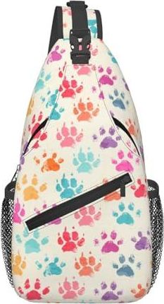 Generic Empreintes De Pattes De Chien &Agrave; LEncre Color&eacute;e Sac &Agrave; Dos Bandouli&egrave;re Multifonctionnel Sacs &Agrave; Dos Antivol Sacoche Bandouliere Pour Femme Camping Voyage