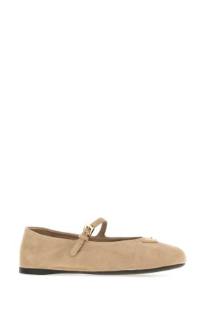 Prada Womens Suede Ballerina Beige