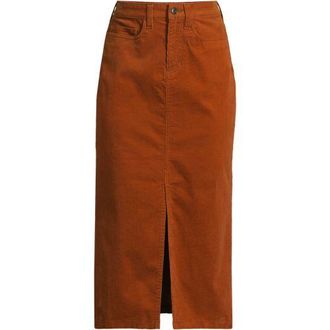 Lands End Feincord-Midirock, Damen, Gr&ouml;&szlig;e:34 petite, Orange, Baumwoll-Mischung, by Lands End