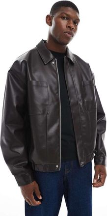 Asos Bomber en similicuir - Marron foncé