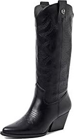 Queen Helena Camperos Bottes Texani perfor&eacute;es avec talon Western Cowboy &agrave; bout bottines avec fermeture &eacute;clair lat&eacute;rale pour femme X28-100, Noir, 40 EU