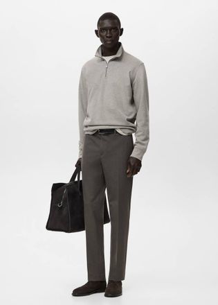 Mango Sweat-shirt regular-fit col zipp&eacute; marron moyen - Homme - XXL - MANGO MAN