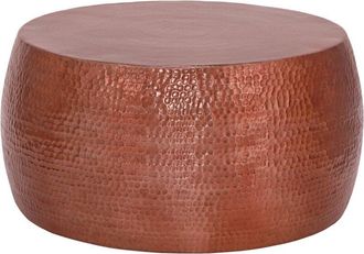 WOMO-DESIGN Womo-design - Couchtisch ø 90x45 cm Kupfer, Unikat, Hammerschlag-Optik, Handgefertigter Beistelltisch, Orientalischer Wohnzimmertisch, Runde Tisch