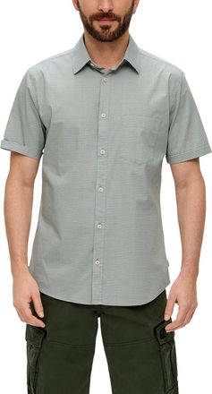 s.Oliver Slim: Kurzarmhemd aus Baumwollstretch