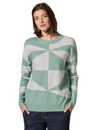 Cecil Damen B303034 Cosy Geometric Intarsia, Glaced Green Melange, XXL EU