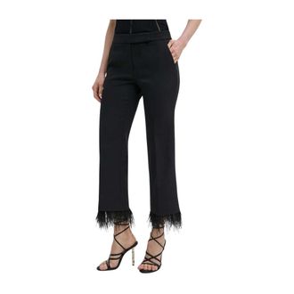 Michael Kors Abnehmbare Hose aus Stretch-Krepp mit Federbesatz - - Trousers - Damen - Schwarzk - S